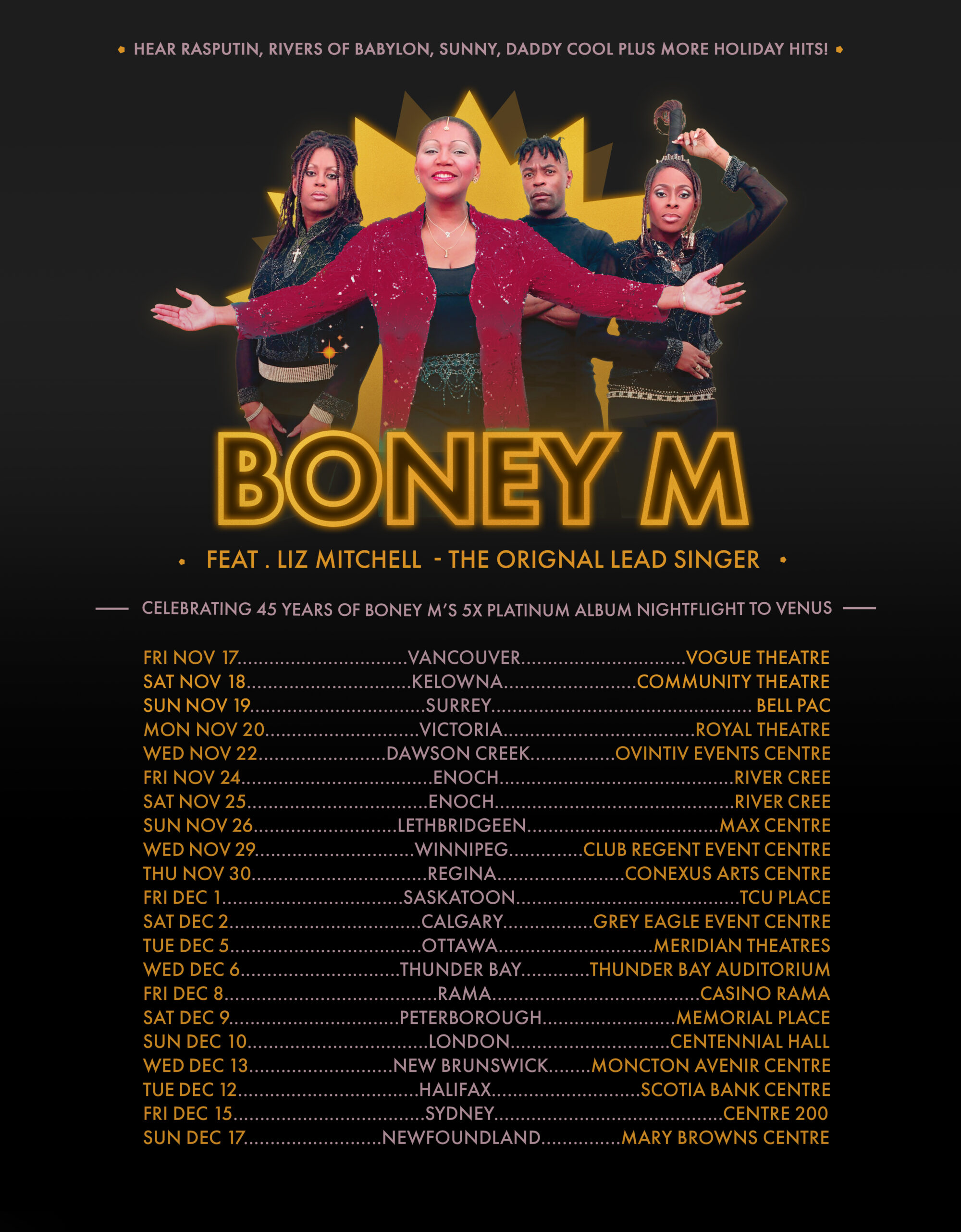 Boney M return to Canada for twenty-one-date winter tour | News | Live ...